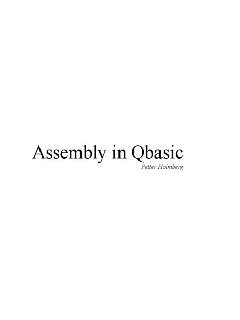 Assembly In Qbasic Pdf Assembly Language Instruction Set