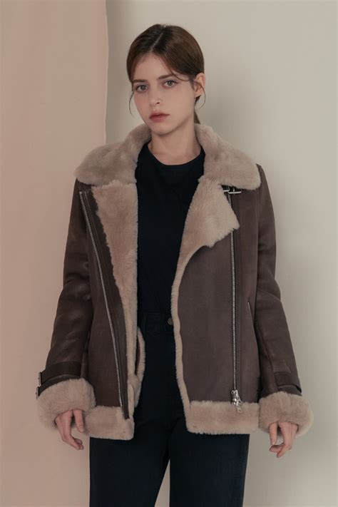 이태원포스트 리얼 양털 양가죽 B 5 더블 무스탕 여성 자켓