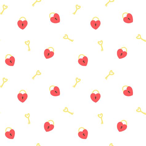 Hearts And Keys Vector Seamless Pattern For St Valentines Day February 14th Love Cute