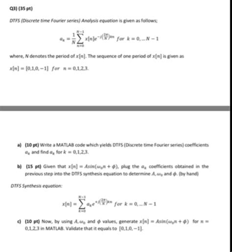 solved 03 35 pt dtfs discrete time fourier series