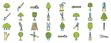 Tree Trimming Icons Set Color Line 47041297 Vector Art At Vecteezy