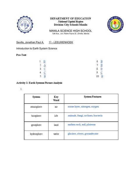 Sevilla Introduction To Earth System Science Answer Sheet Earth