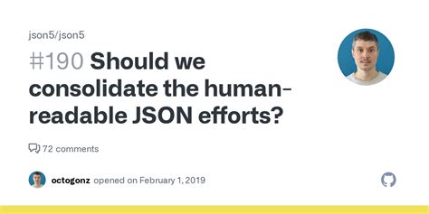should we consolidate the human readable json efforts · issue 190 · json5 json5 · github