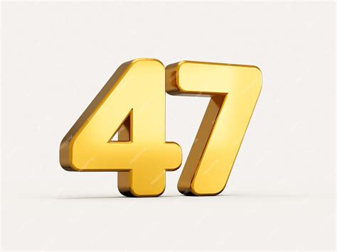 Ilustración 3d Del Número Dorado 47 O Cuarenta Y Siete Aislado En Fondo