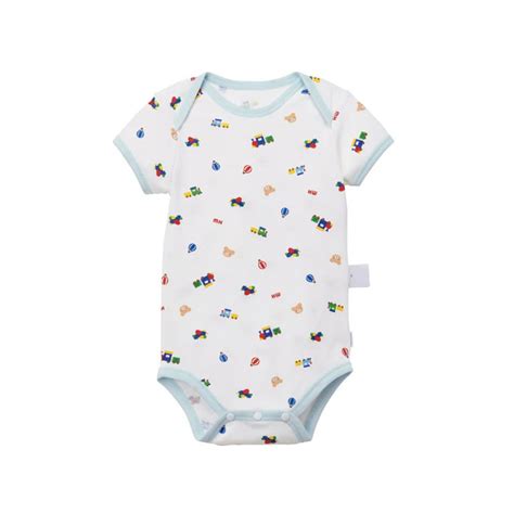 미키하우스 퓨어베일 베이비 반팔 바디수트 70 80 블루트레인