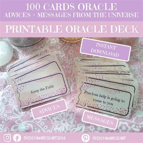 Printable Oracle Deck 100 Oracle Cards Printable Oracles Oracle Deck