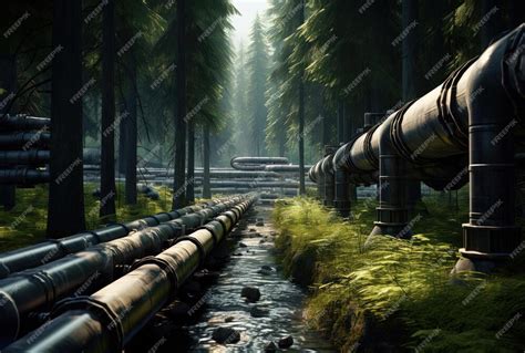 Premium Ai Image Oil Pipelines In The Forest