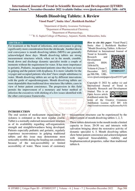 Mouth Dissolving Tablets A Review Pdf