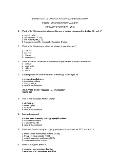 Quiz Pdf Cryptography Key Cryptography