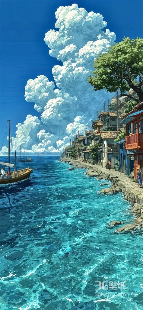 日系唯美滨海渔村古街 清新海景手机壁纸 风景手机壁纸 3g壁纸