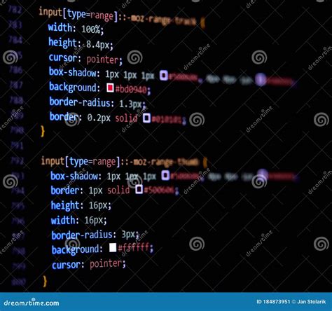Modern Css3 Cascade Style Sheet Programming Code For Html Coding Stock Image Image Of Hacker