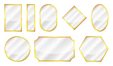 Premium Vector Realistic Mirror Collection Reflecting Glass Mirrors Of Different Shapes