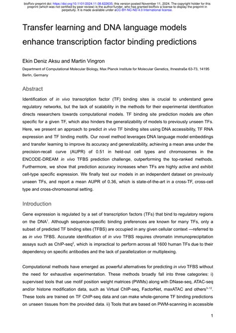 Pdf Transfer Learning And Dna Language Models Enhance Transcription