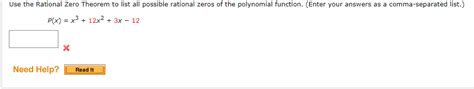 Solved Use The Rational Zero Theorem To List All Possible Chegg Com