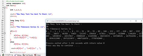 C Program To Find Large Fibonacci Series