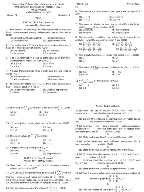 23pph01 Mid 24 Pdf Vector Space Eigenvalues And Eigenvectors