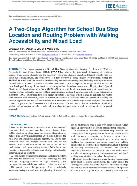 Pdf A Two Stage Algorithm For School Bus Stop Location And Routing