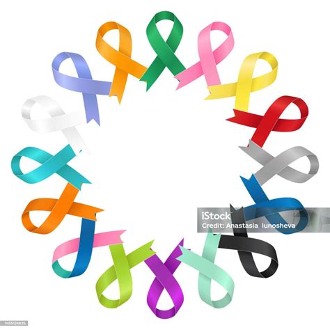 세계 암의 날을 위한 정사각형 포스터 2월 4일 다른 색상의 많은 리본이 흰색 배경에 격리되어 있습니다 벡터 평면 그림입니다 암에 대한 스톡 벡터 아트 및 기타 이미지