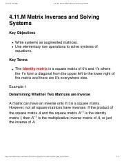 M Lesson Matrix Inverses Solving Systems Pdf PM M Lesson Matrix