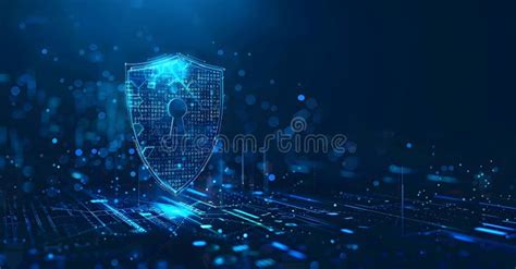Digital Shield With Keyhole On Technology Background And Data Protection In A Futuristic Network