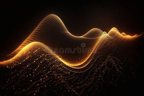 Abstract Digital Wave Dynamic Wave Of Glowing Particles Stock