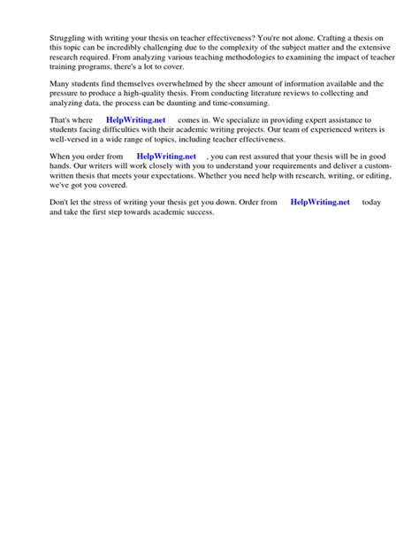Thesis Teacher Effectiveness Download Free Pdf Teachers Thesis