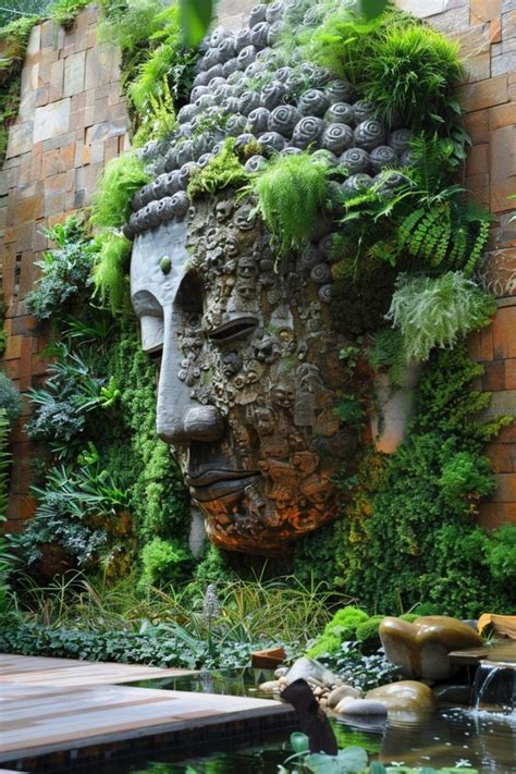 голова будды в 2025 г Искусственные растения Сад дзен Живые стены