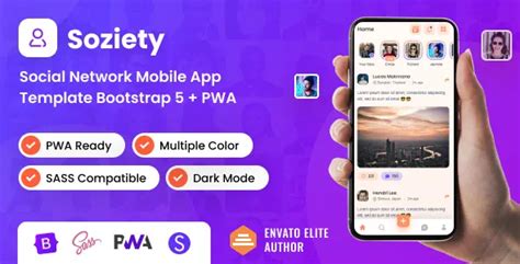 Soziety Social Network Mobile App Template Bootstrap 5 Pwa