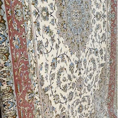 فرش دستبافت کاشان 6 متری جفت حاشیه مسی و ترنج خاکی زمینه کرمی 64 خانه