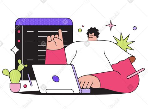Man Programmer Writing Code On A Laptop Animated Illustration In  Lottie Json Ae