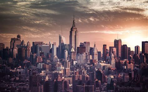 Download Mesmerizing Sunset New York City Laptop Wallpaper