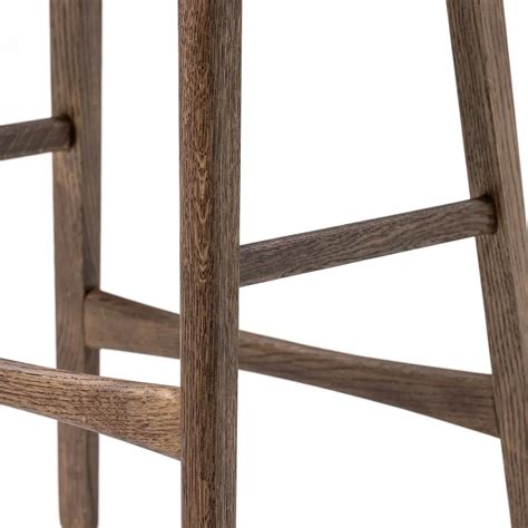 Solid Oak Bar Stool With Italian Leather Seat S10home