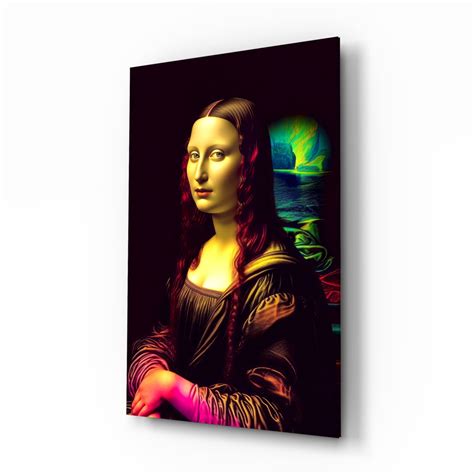 Mona Lisa V2 Glass Wall Art Designer Collection — Mona Lisa Neon Pop