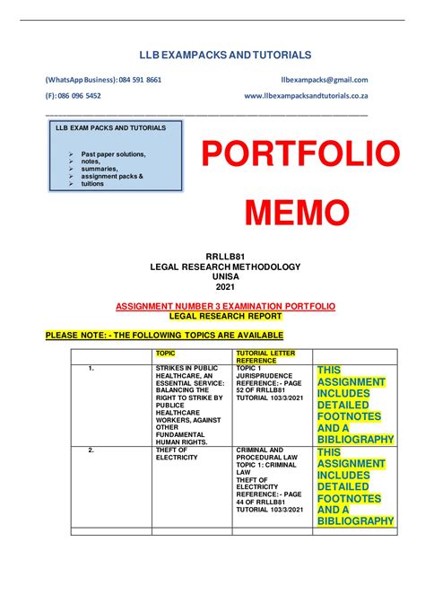 Rrllb81 Assignment 3 Portfolio Memo 2021 Super Semester Unisa Topic