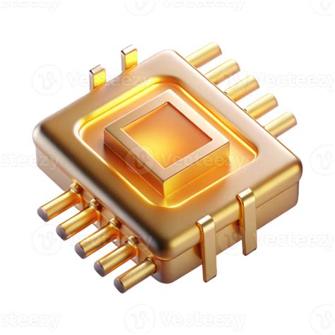 Elegant Rustic A Single Levitating Microchip Intricately Etched With Golden Circuitry Emitting