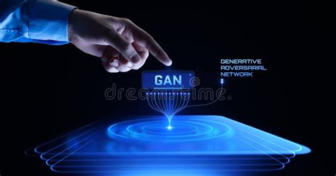 Gan Generative Adversarial Network Concept Human Hand Touching Neural Networks Stock Image