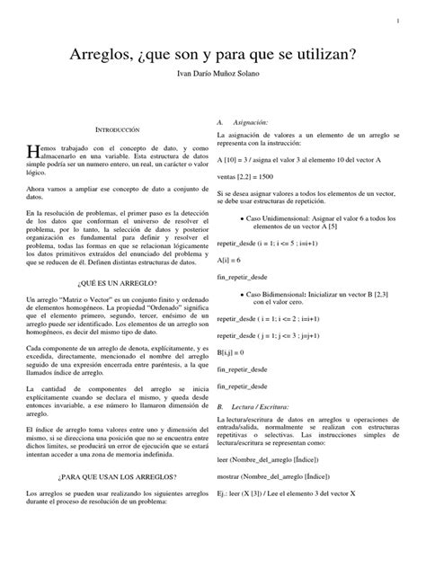 Arreglos Pdf Estructura De Datos De Matriz Algoritmos