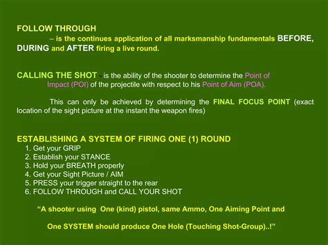 Fundamentals Of Pistol Marksmanship Ppt