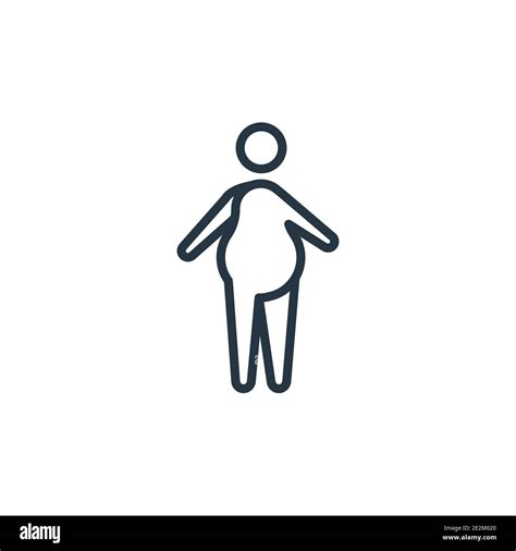 Fat Human Outline Vector Icon Thin Line Black Fat Human Icon Flat