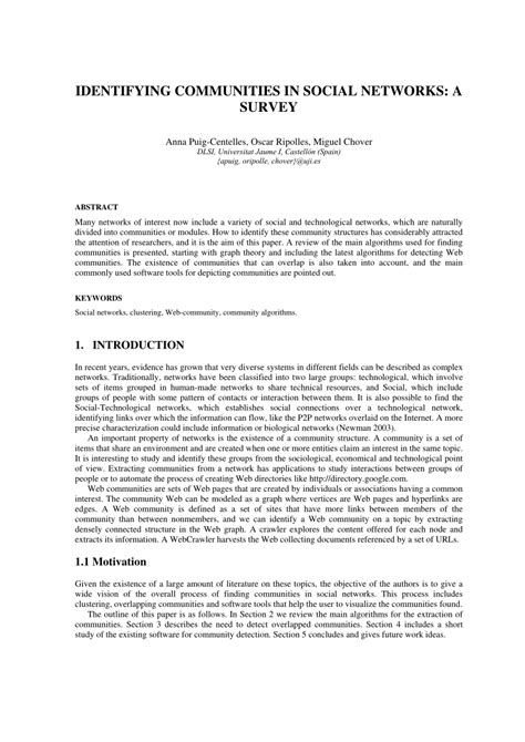 Pdf Identifying Communities In Social Networks A Survey