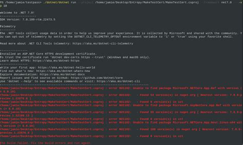 Bug Cross Platform Sign Verify An Error Error Nu Unable To Find Package Microsoft