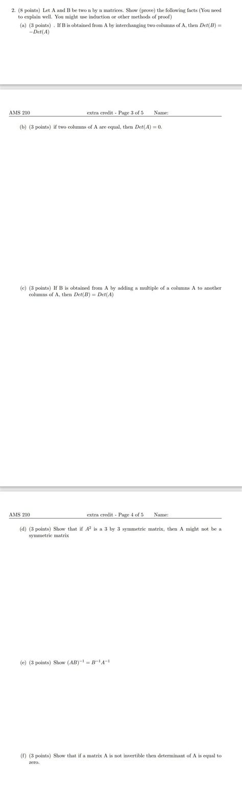 Solved Points Let A And B Be Two N By N Matrices Chegg