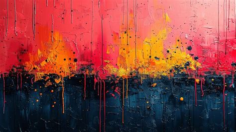 Bold Splatter Strokes Against Subtle Color Washes Stock Illustration