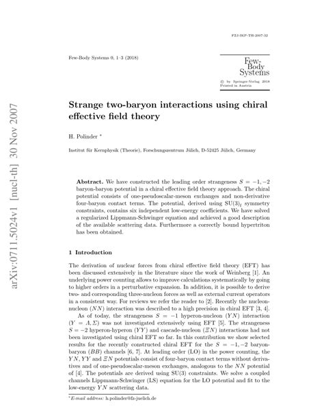 Pdf Strange Two Baryon Interactions Using Chiral Effective Field Theory