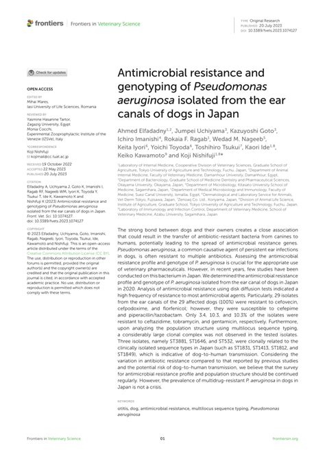 Pdf Antimicrobial Resistance And Genotyping Of Pseudomonas Aeruginosa Isolated From The Ear