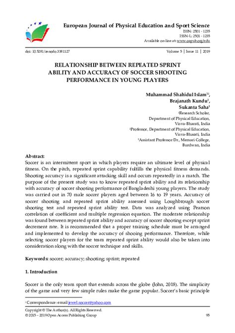 Pdf Relationship Between Repeated Sprint Ability And Accuracy Of