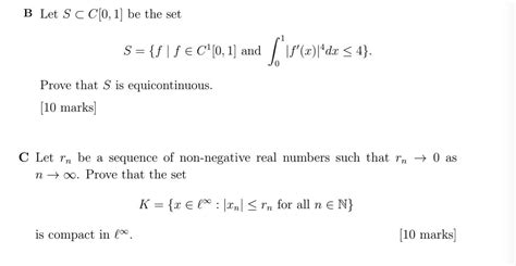 Solved B Let S C C 01 Be The Set S F F € C 0 1 And