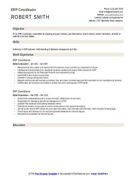 10 Erp Coordinator Resume Samples And Templates For 2025 10 Erp Coordinator Resume Samples And Templates For 2025