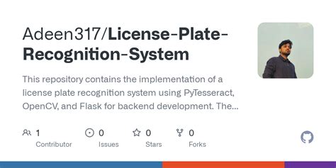 github adeen317 license plate recognition system this repository contains the implementation