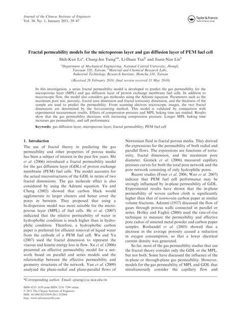 Pdf Fractal Permeability Models For The Microporous Layer And Gas